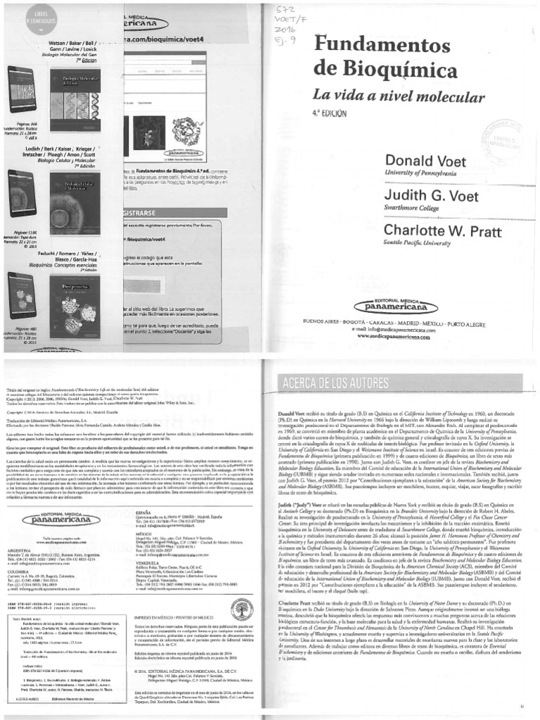Fundamentos de Bioquimica Voet Voet Prat | PDF