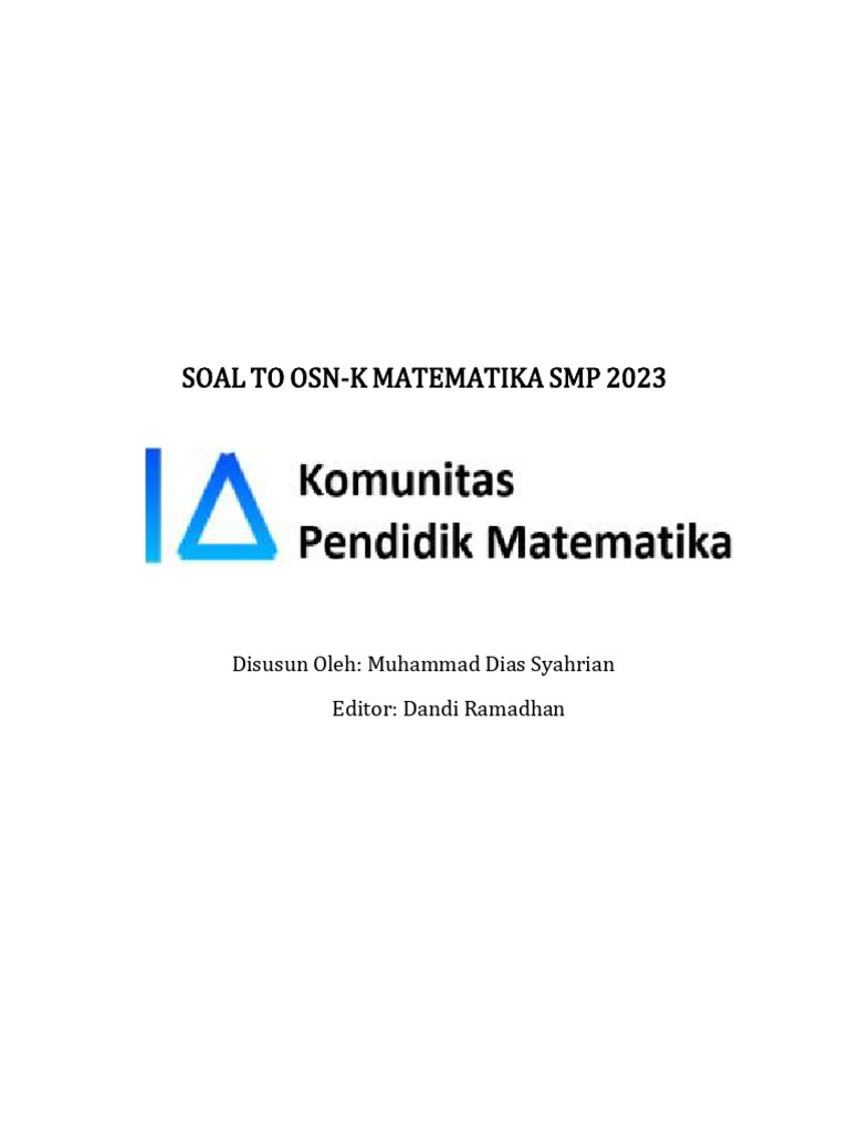 Soal TO OSN-K MTK SMP 2023 - Penma | PDF