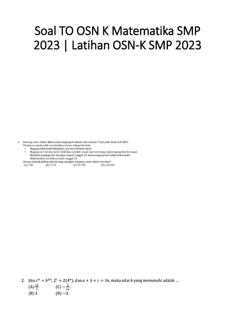 Soal TO OSN K Matematika SMP 2023 | PDF