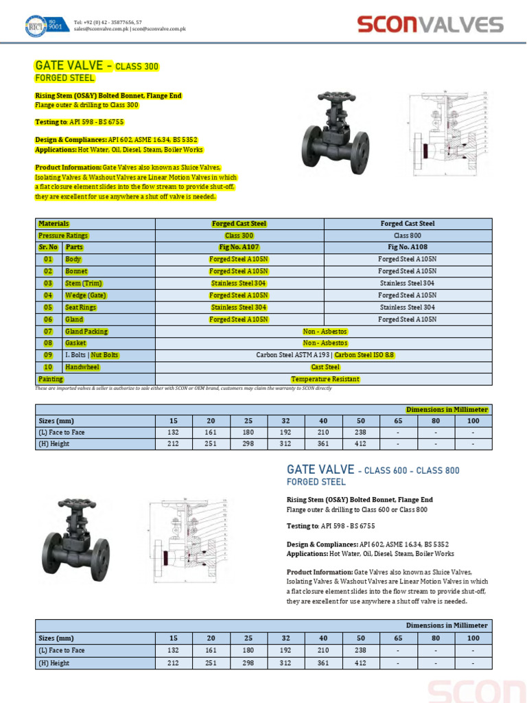 Forged Steel Gate & Globe Valves | PDF