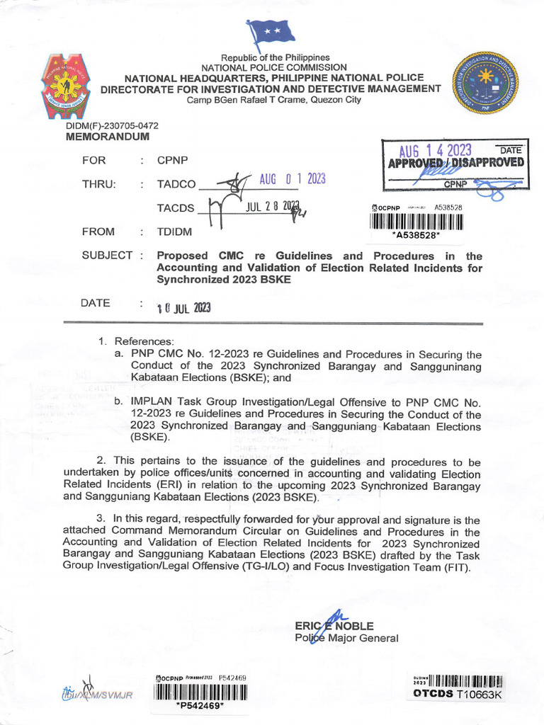 CPNP Approved CMC No 19-2023 Re Guidelines and Procedures in The ...