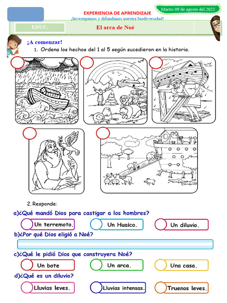 Actividades sobre El Arca de Noé | PDF