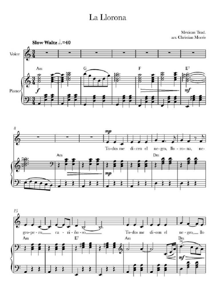 La Llorona For Voice and Piano | PDF