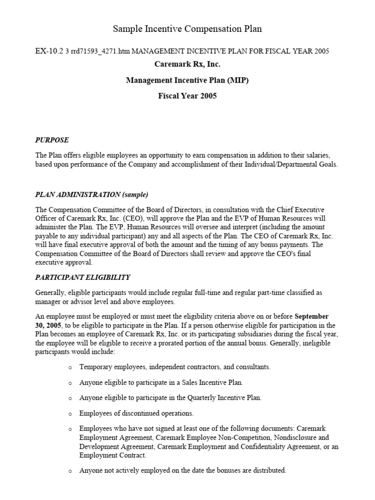 Incentive Plan Template | PDF | Business | Finance & Money Management