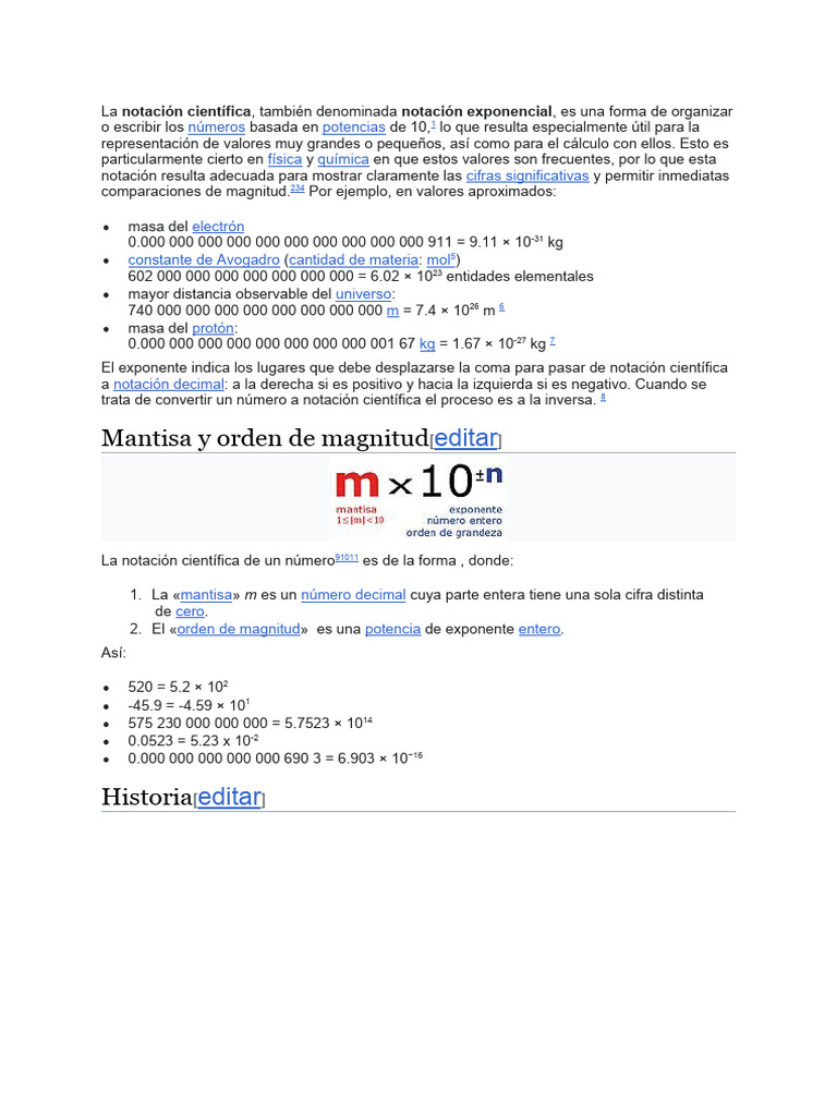 Mantisa y Orden de Magnitud: Editar | PDF | Métodos y materiales de ...