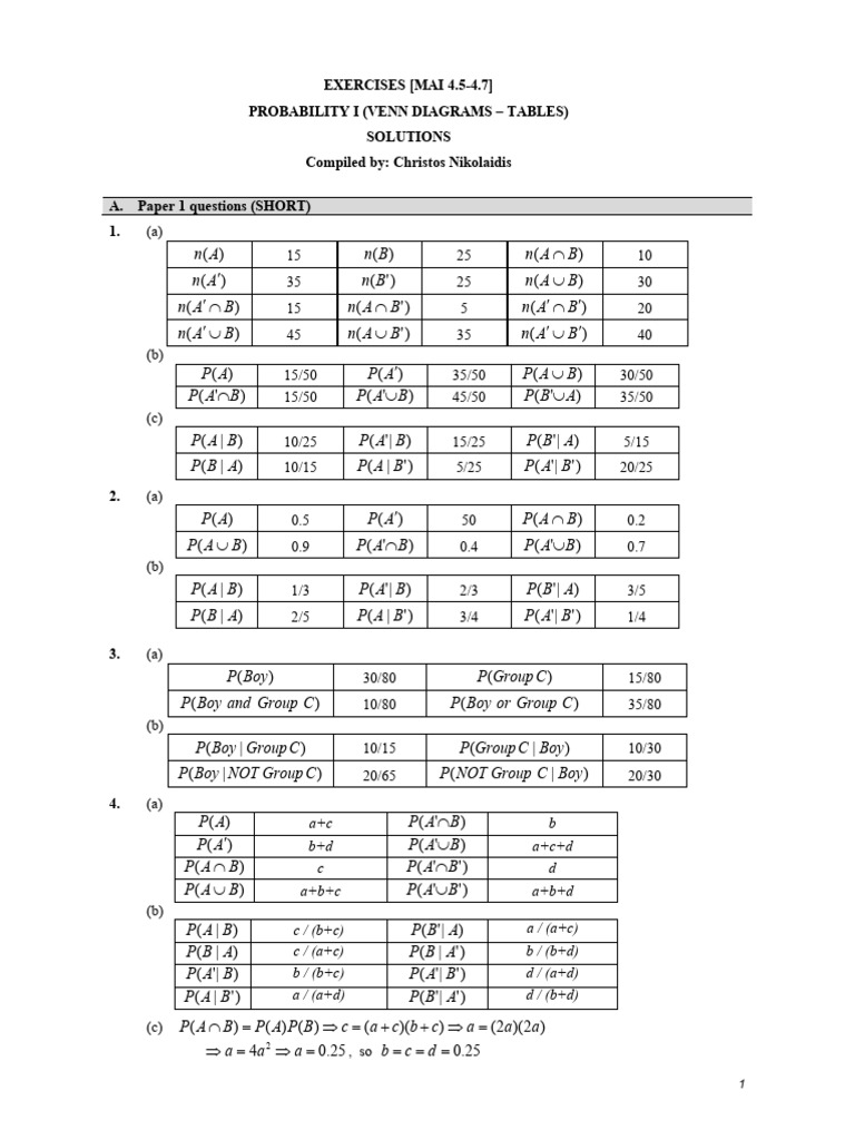 Probability Exercises for Students | PDF