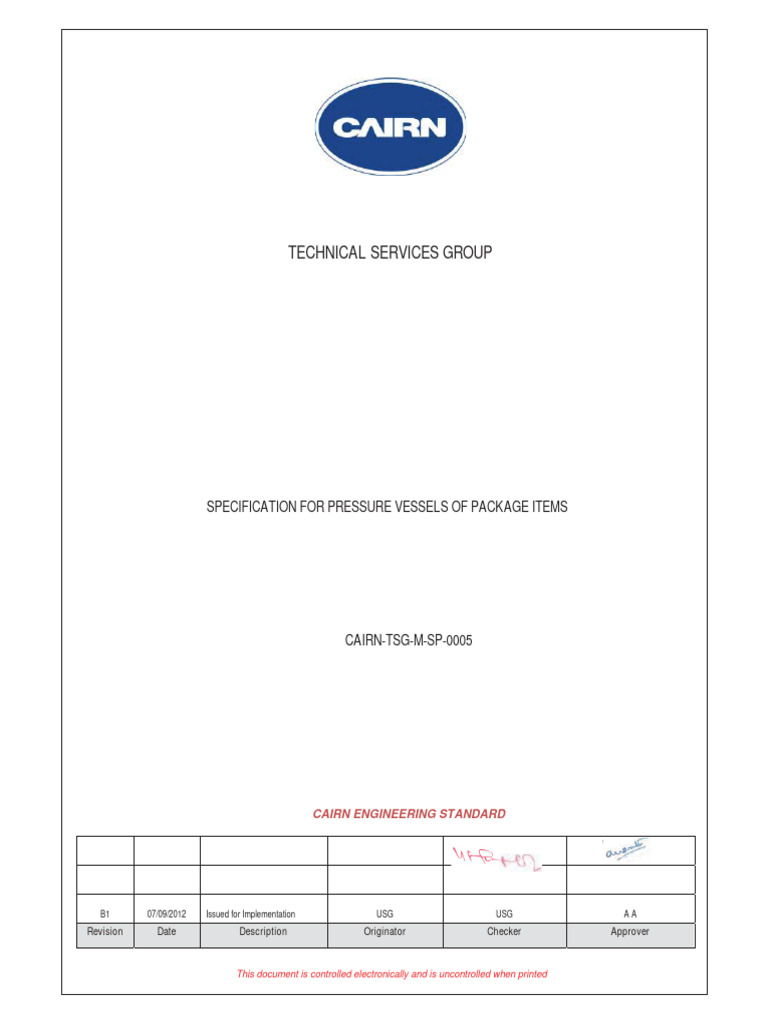 Specification for TSG Boiler Vessels | PDF | Specification (Technical ...