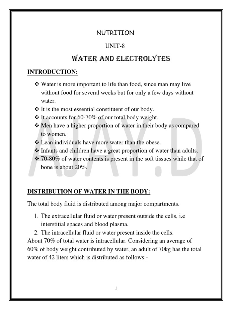 Water and Electrolytes | PDF | Electrolyte | Kidney