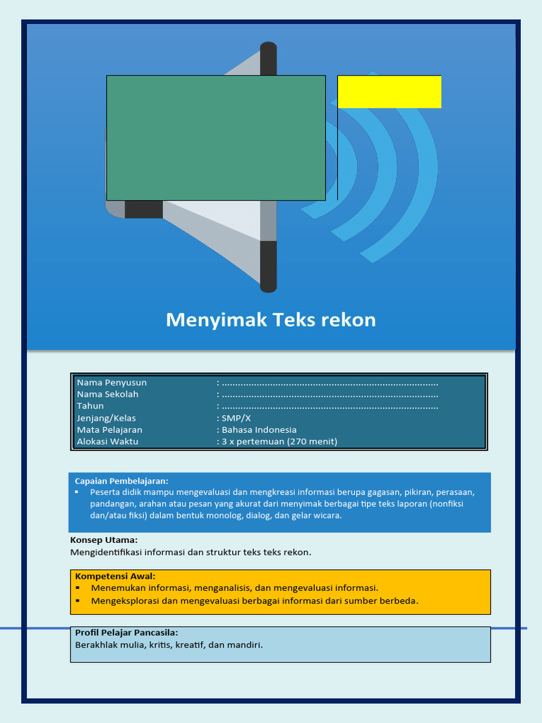 Modul Ajar Kombi Klas X Bab 8 Teks Rekon | PDF