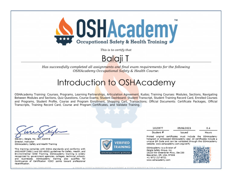 1015977-Introduction to OSHAcademy- | PDF