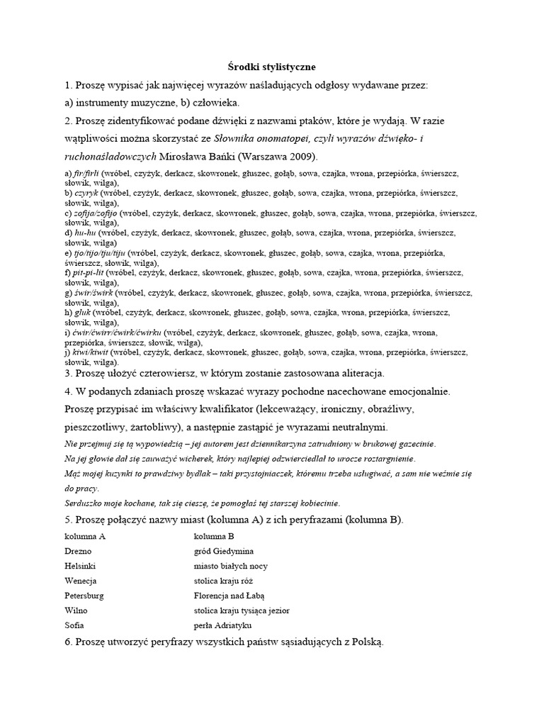 Środki Stylistyczne | PDF