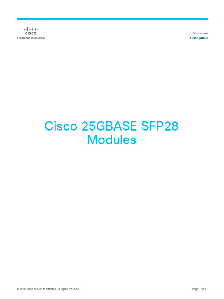 Cisco 25GBASE SFP28 Modules - Data Sheet | PDF