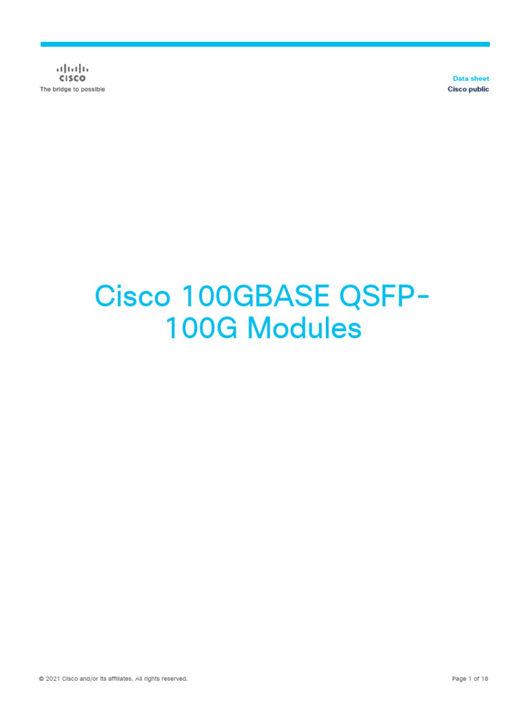 Cisco 100GBASE QSFP100G Modules - Data Sheet | PDF
