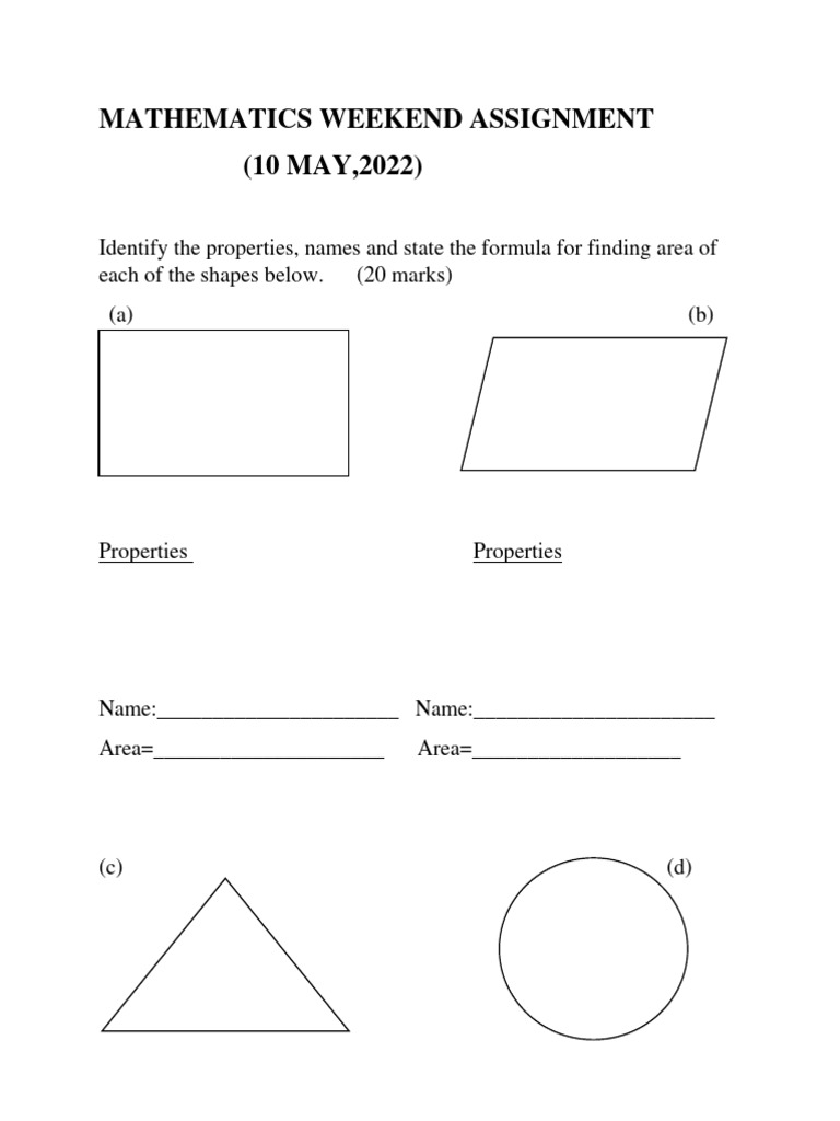 Mathematics Weekend Assignment 10 June, 2022 | PDF