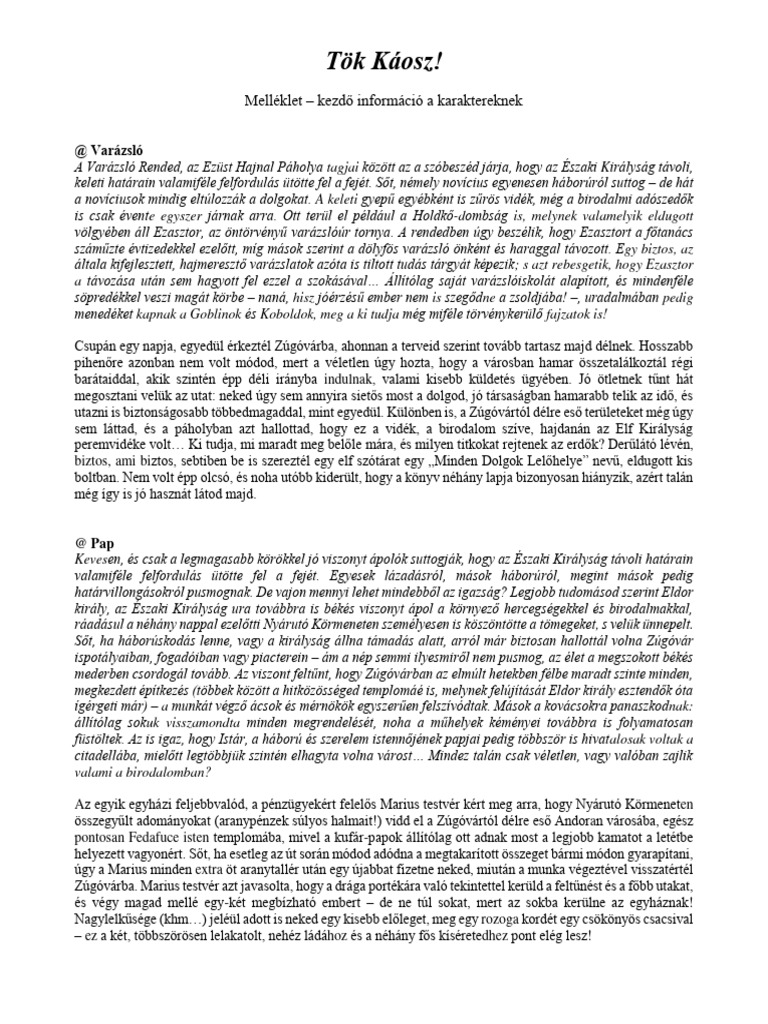 Tok - Kaosz - Melleklet-Kezdo - Info | PDF