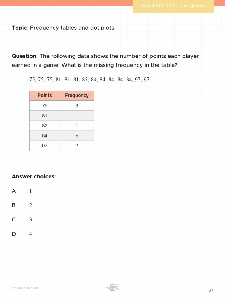 Frequency Tables and Dot Plots | PDF