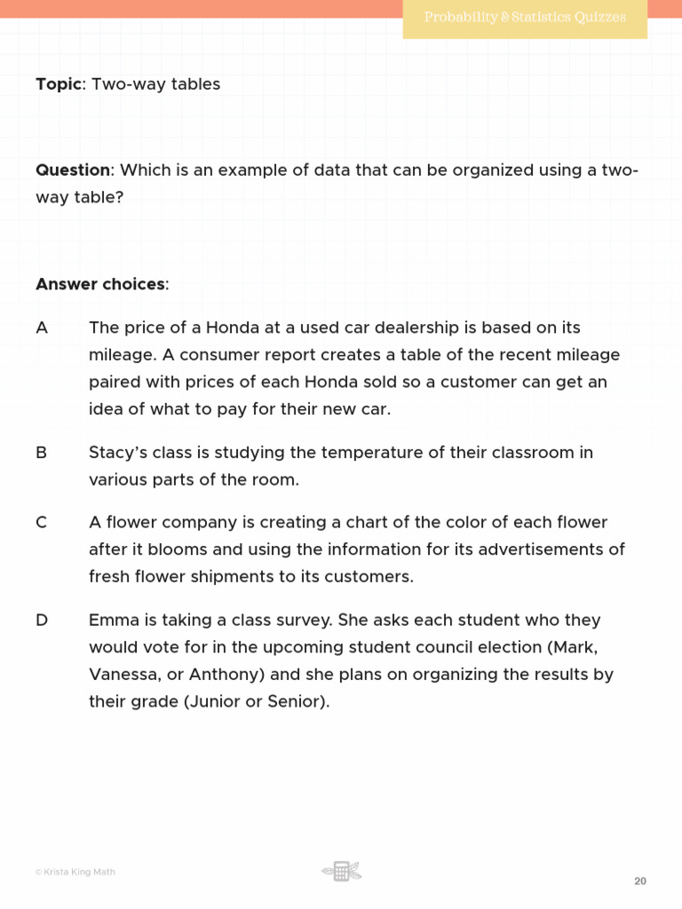 Examples of Two-Way Tables in Data | PDF