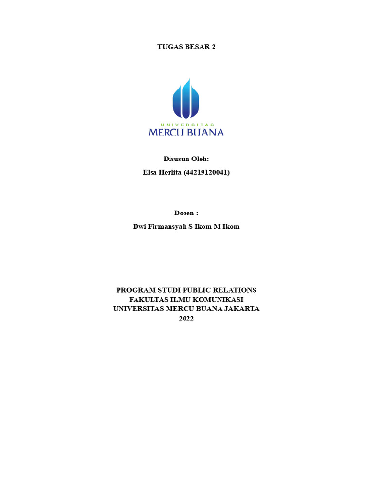 Cover Depan Mercu Buana Tugas Besar 2 | PDF | Ilmu Sosial | Sejarah
