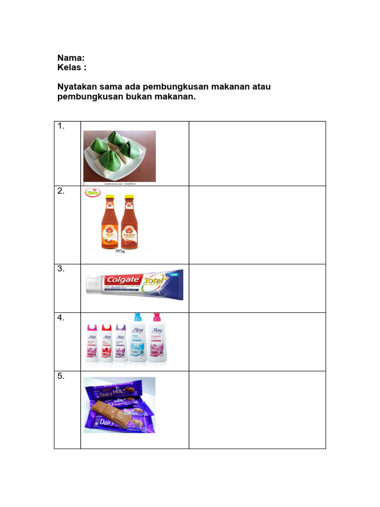 Latihan Pembungkusan Makanan | PDF