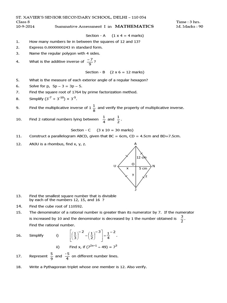 8 Mathematics | PDF | Numbers | Arithmetic