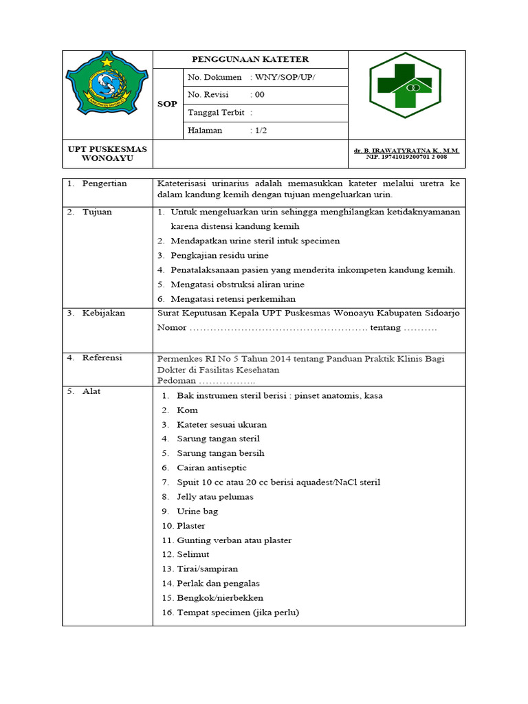 Sop Penggunaan Kateter | PDF