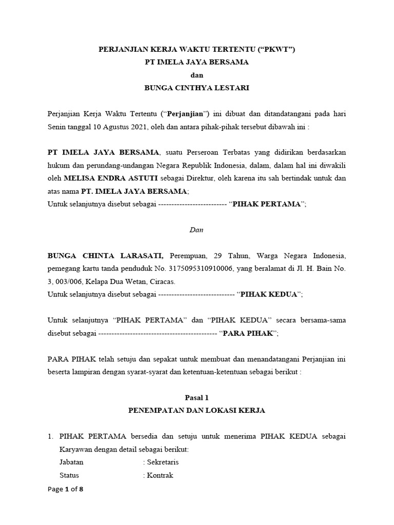 PKWT | PDF | Pengelolaan Keuangan & Uang | Hukum