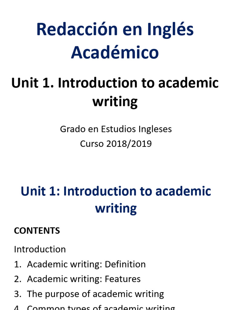Week 1 Unit 1 Introduction To Academic Writing Pdf Essays Ellipsis