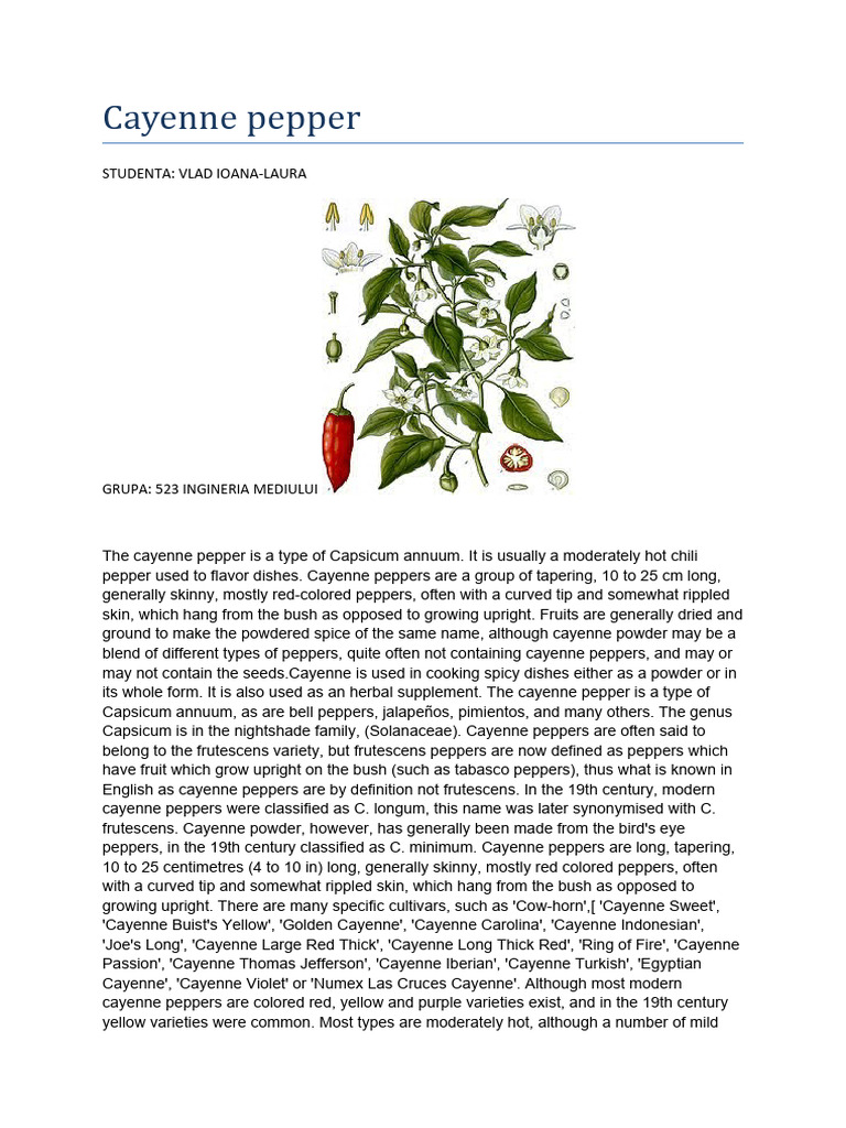 Cayenne Pepper: Uses and Varieties | PDF