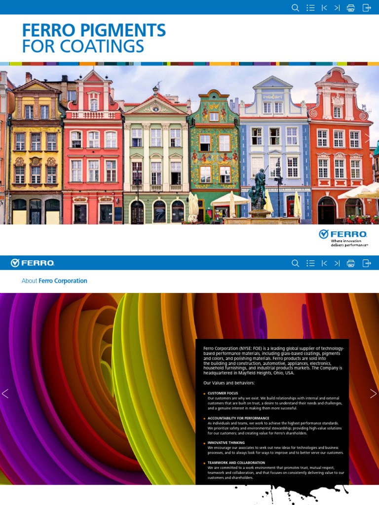 Ferro Pigments For Coatings 2018 EMEA | PDF | Pigment | Blue