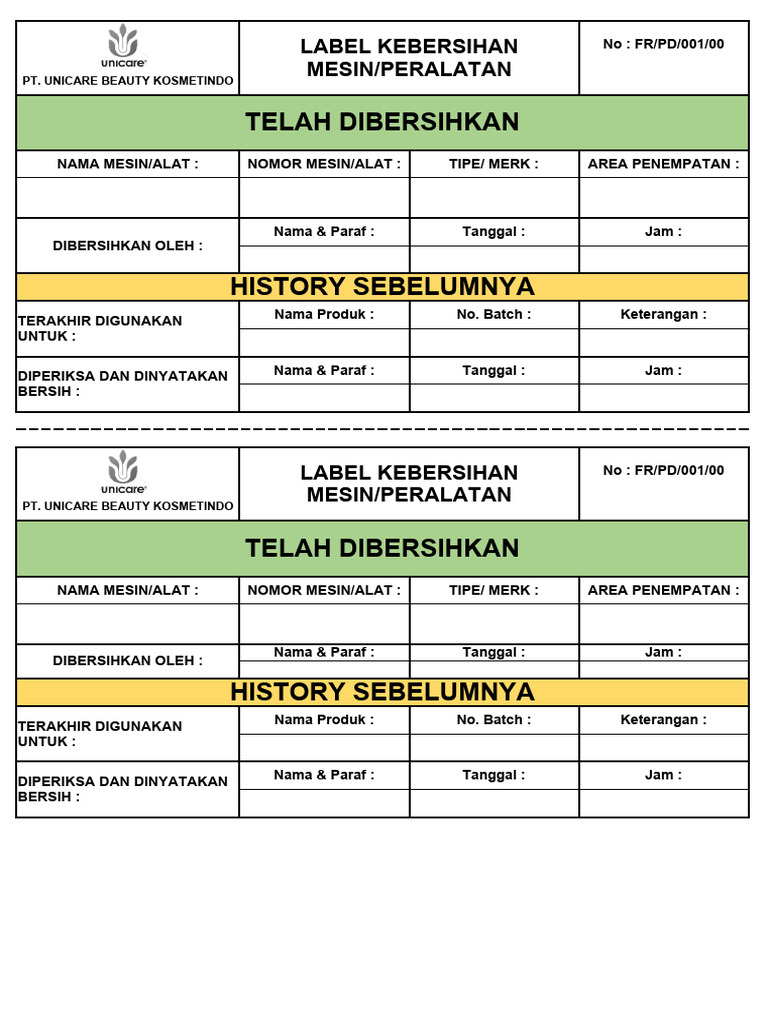 Label Kebersihan | PDF | Bisnis | Griya & Taman