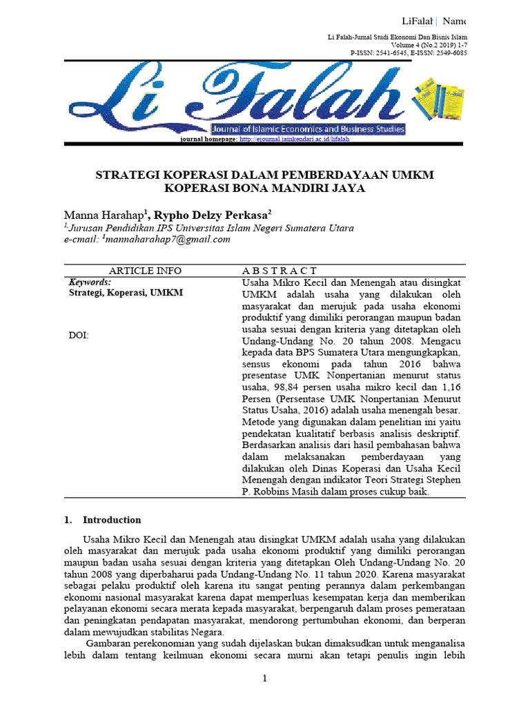 Jurnal Manna | PDF | Bisnis