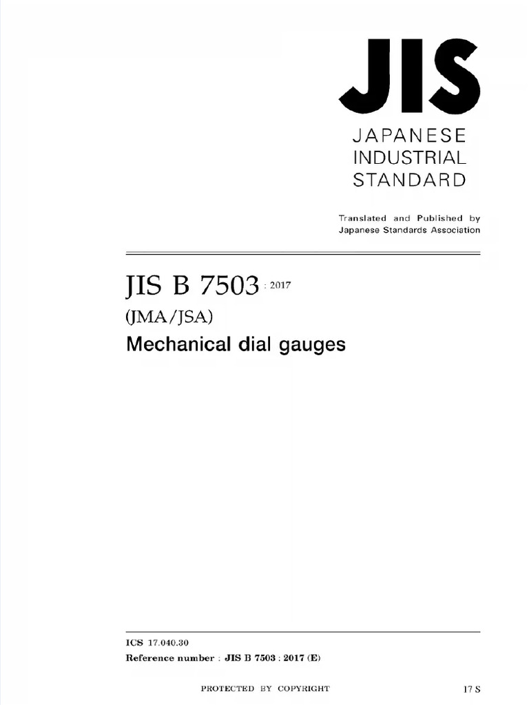 Mechanical Dial Gauge Standards JIS B7503 | PDF