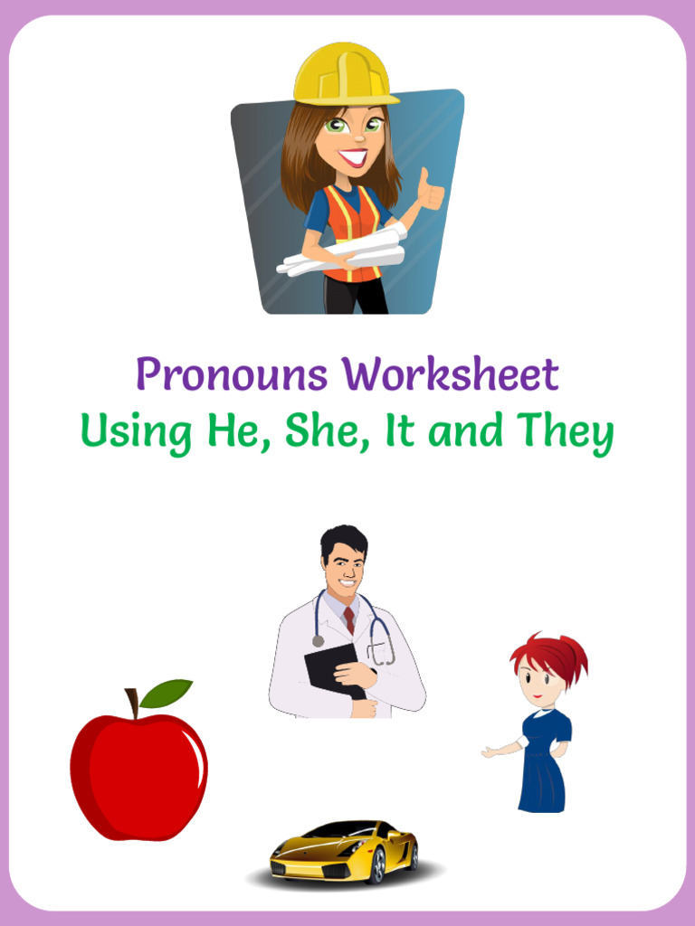 Pronouns Worksheet He She It and They | PDF