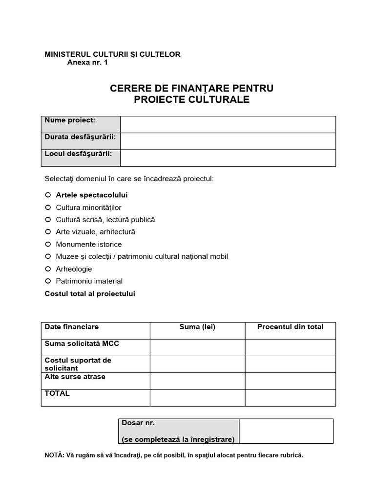 Cerere de Finantare Proiect - MASTER | PDF