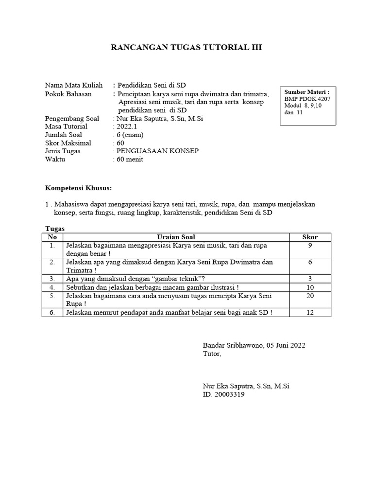 RANCANGAN TUGAS TUTORIAL 3 Oke | PDF