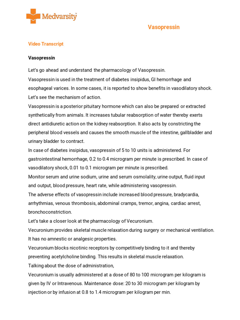 Vasopressin | PDF
