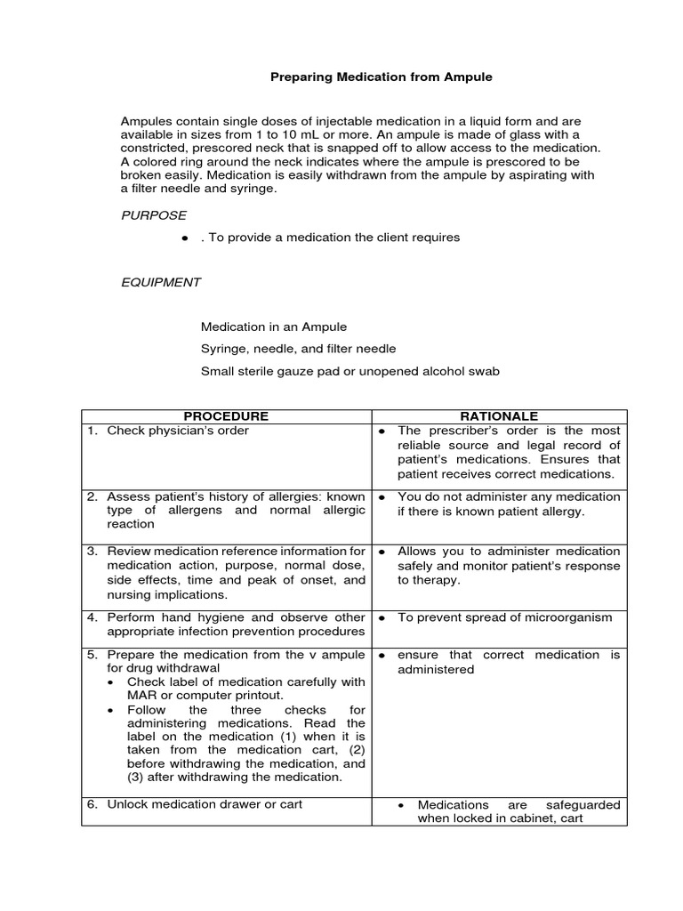 Preparing Medication From Ampule | PDF