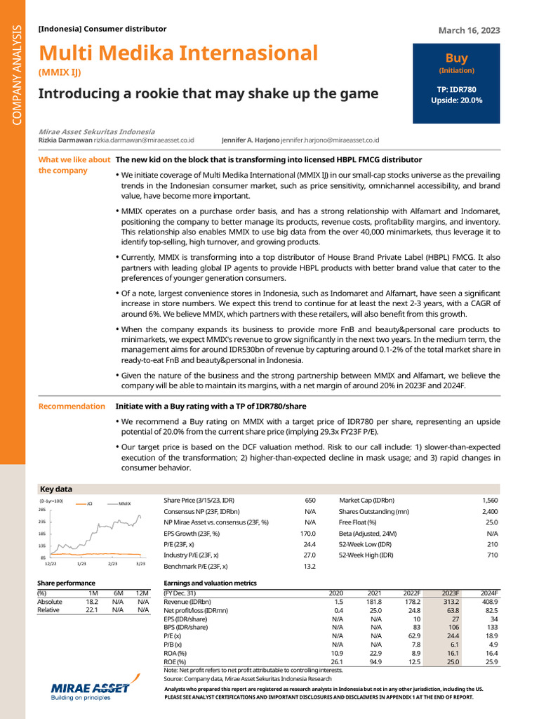 Mirae Asset Sekuritas Indonesia MMIX Initiation Introducing | PDF