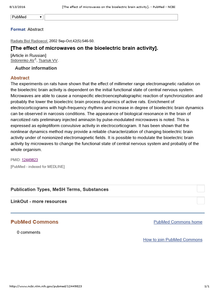 The Effect of Microwaves On The Bioelectric Brain Activity | PDF