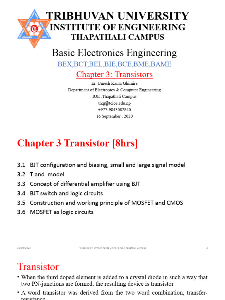 Basic Ex Chapter 3 Transistor | PDF