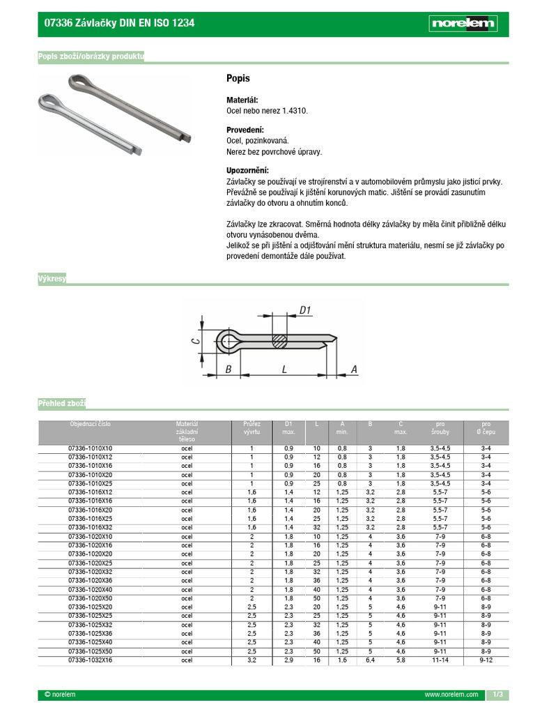 Datasheet 18361 Z Vla Ky Din en Iso 1234 Cs | PDF