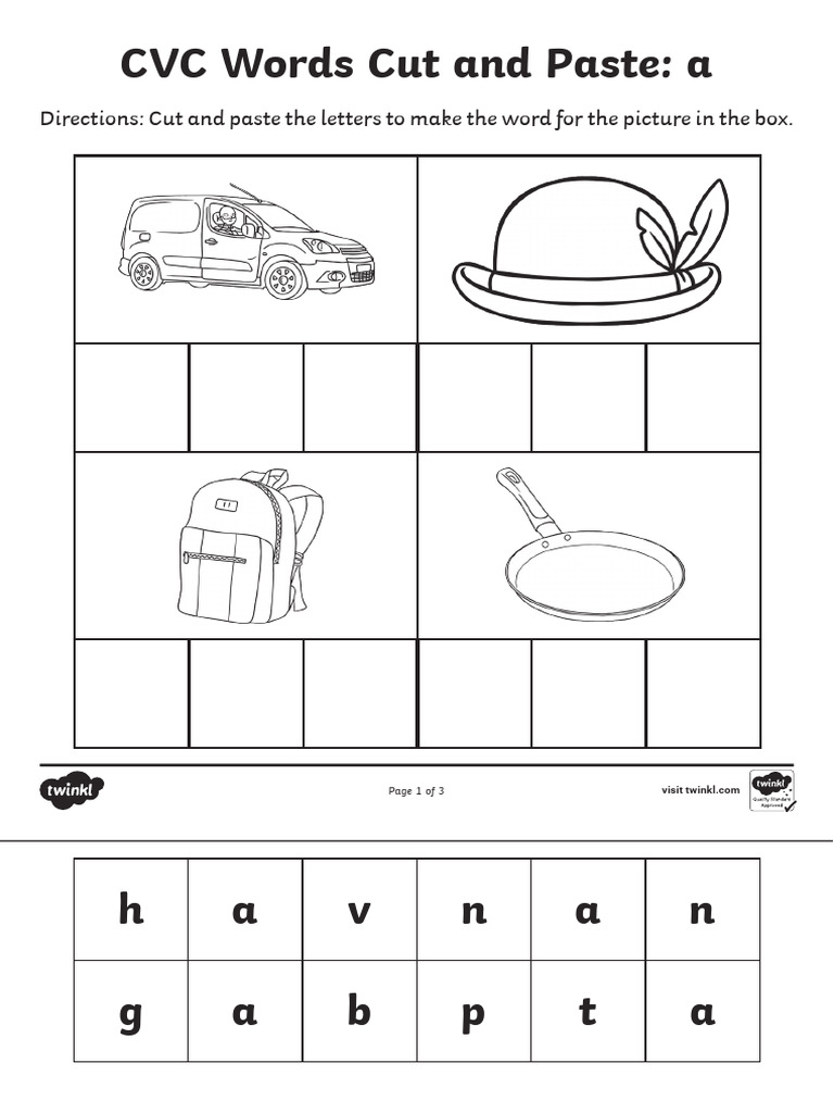 T L 2217 A CVC Words Cut and Paste Worksheets - Ver - 1 | PDF
