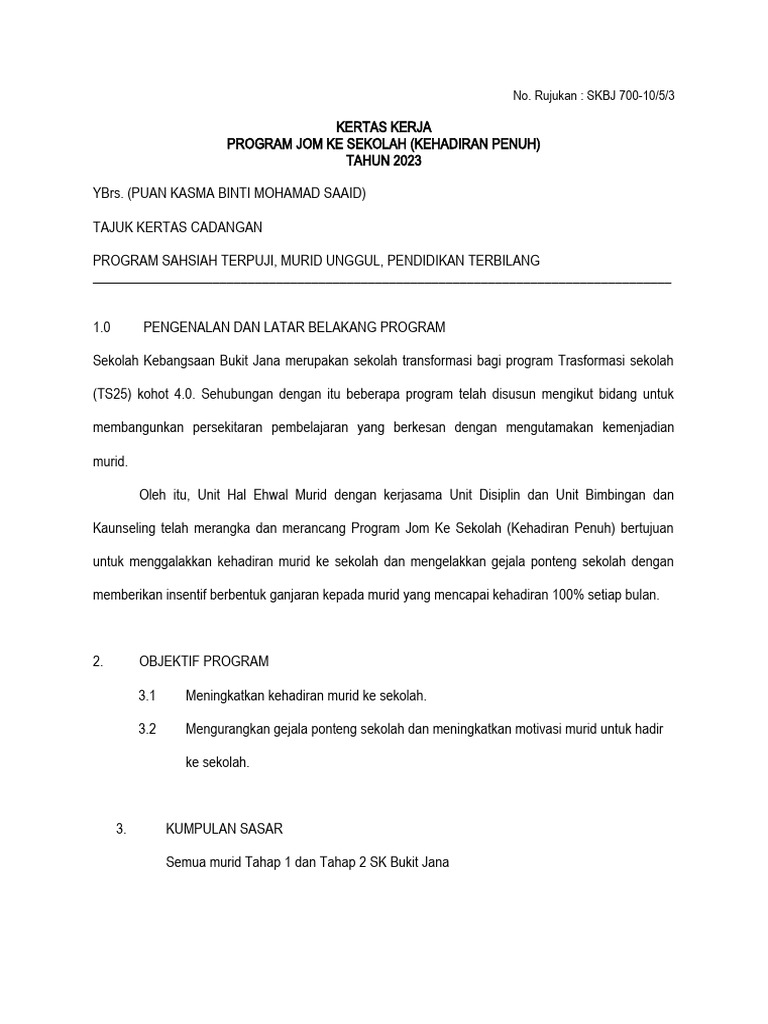 Paperwork Kehadiran Penuh | PDF