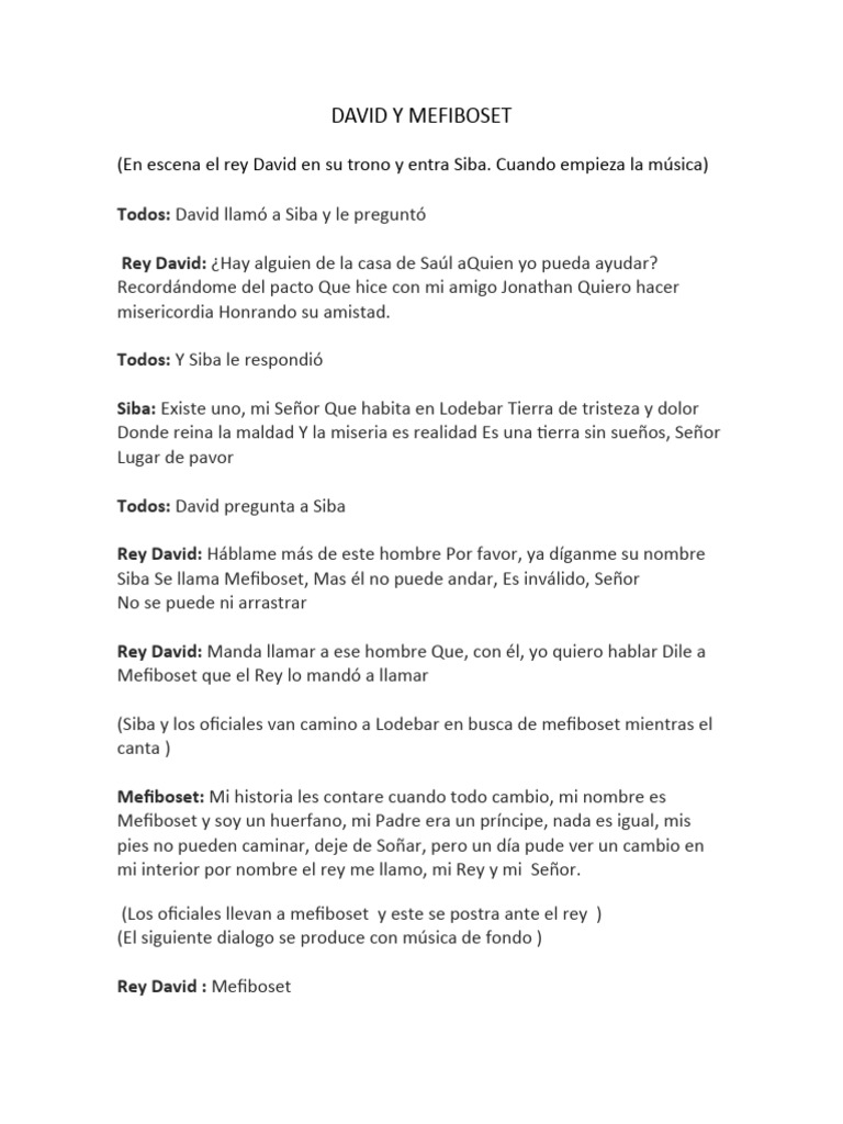 La historia de David y Mefiboset | PDF