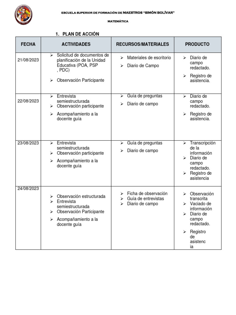 plantilla de plan de acción | PDF