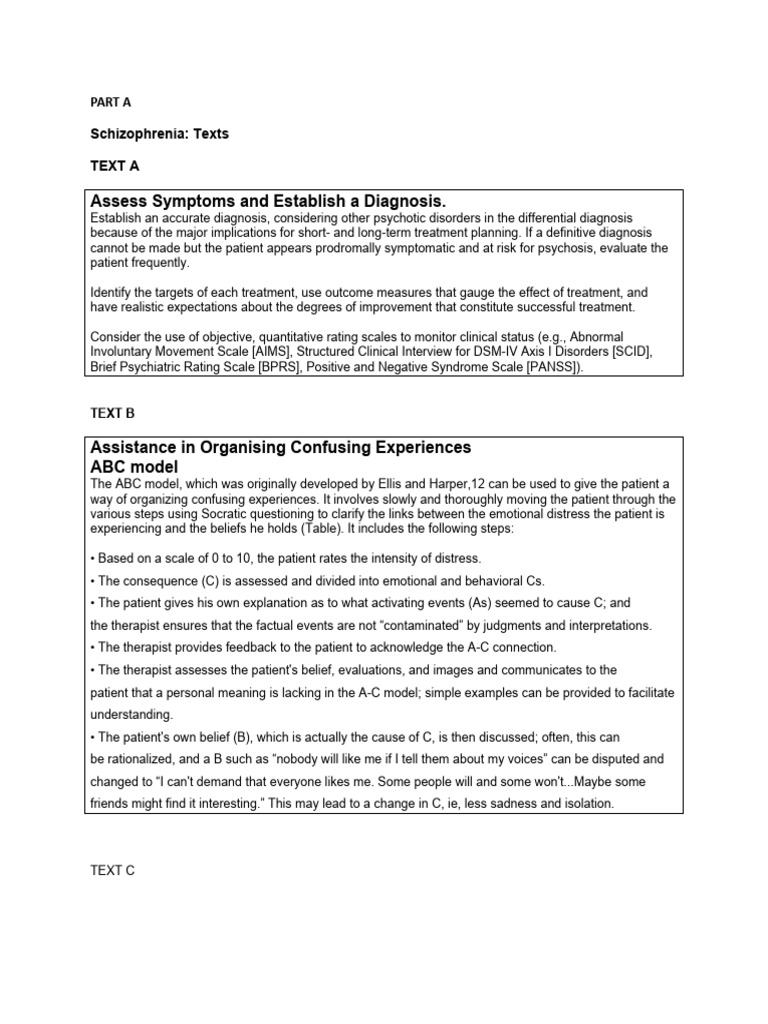 Reading Test - Schizophrenia | PDF | Mental Disorder | Major Depressive ...