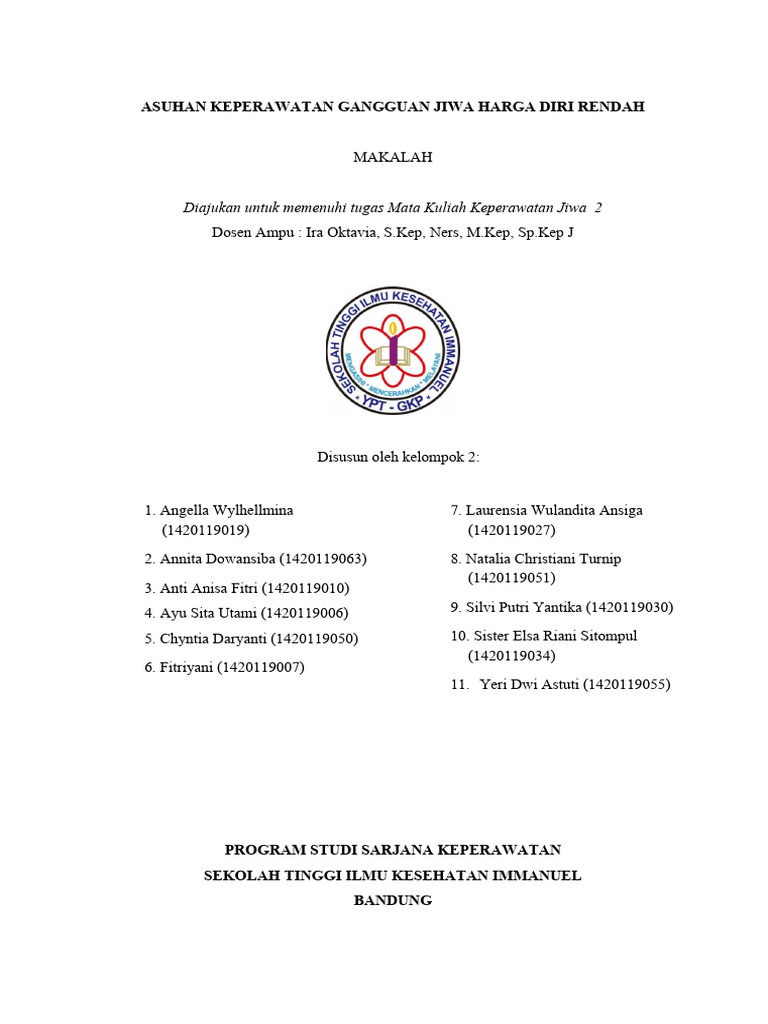 Makalah Kel 2 - Harga Diri Rendah | PDF Makalah Kel 2 - Harga Diri Rendah | PDF