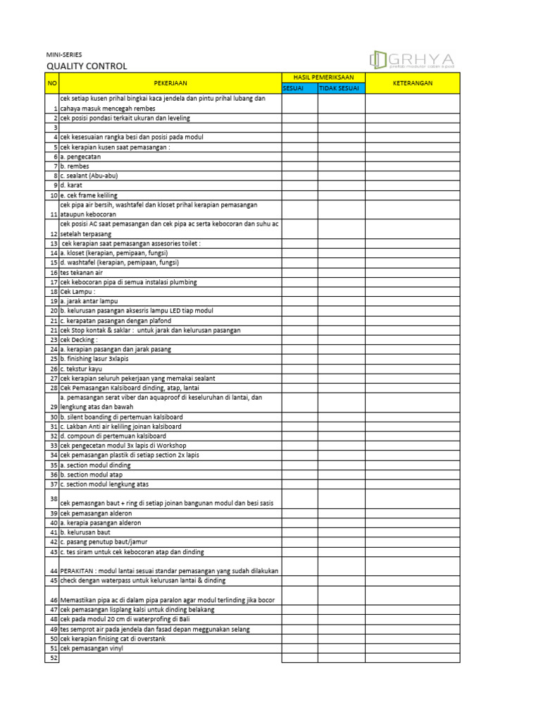 List Check QC Mini-Series 2023 | PDF | Teknologi & Rekayasa