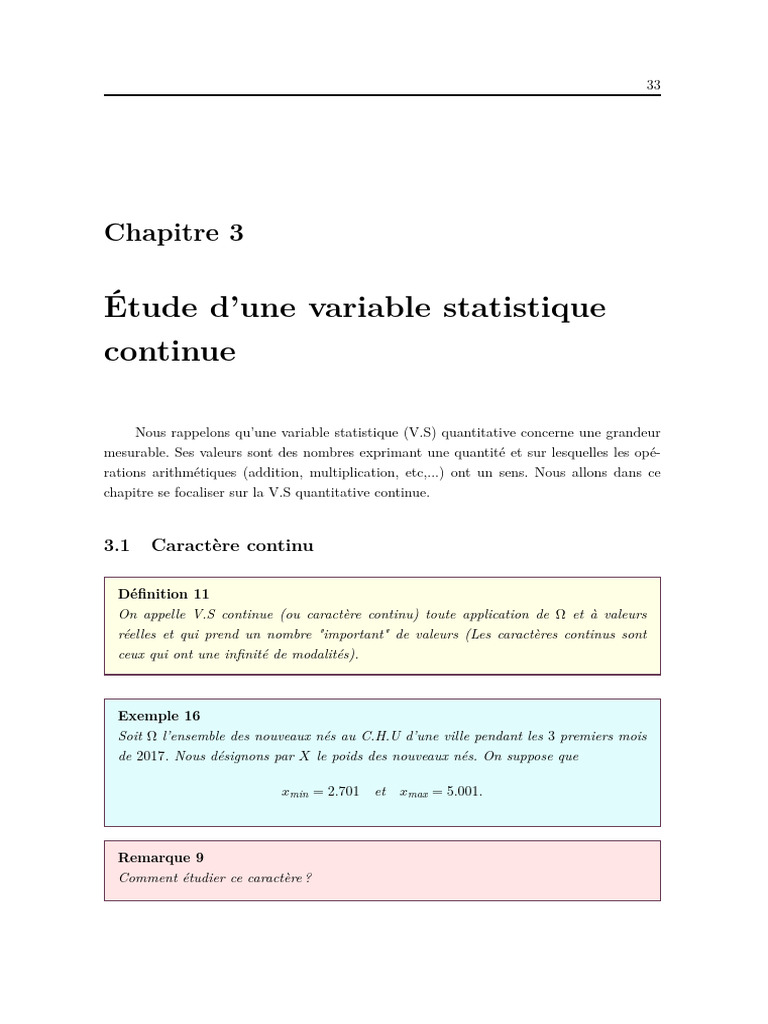 Étude des variables statistiques continues | PDF