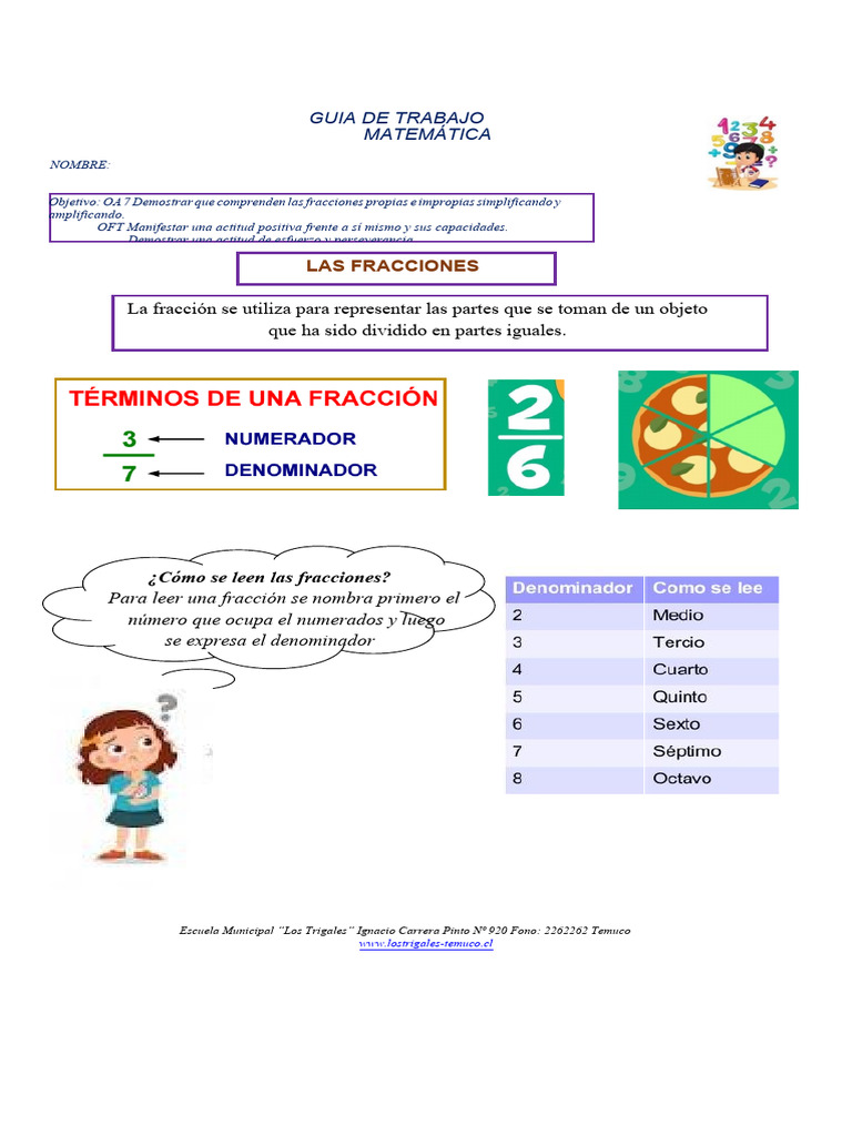 La Fracción Se Utiliza para Representar Las Partes Que Se Toman de Un ...